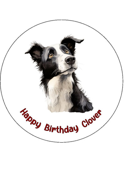 Border Collie 02 Edible Icing Cake Topper or Ribbon – the caker online