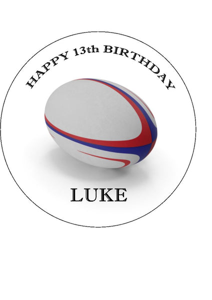 Rugby Ball 02 Edible Icing Cake Topper (Red & Blue) – the caker online