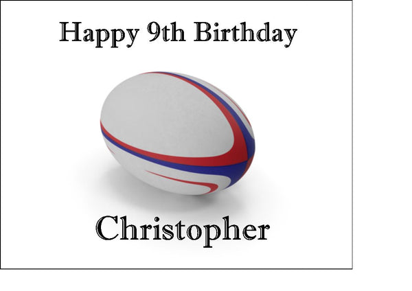 Rugby Ball Edible Icing Cake Topper (Red & Blue) – the caker online