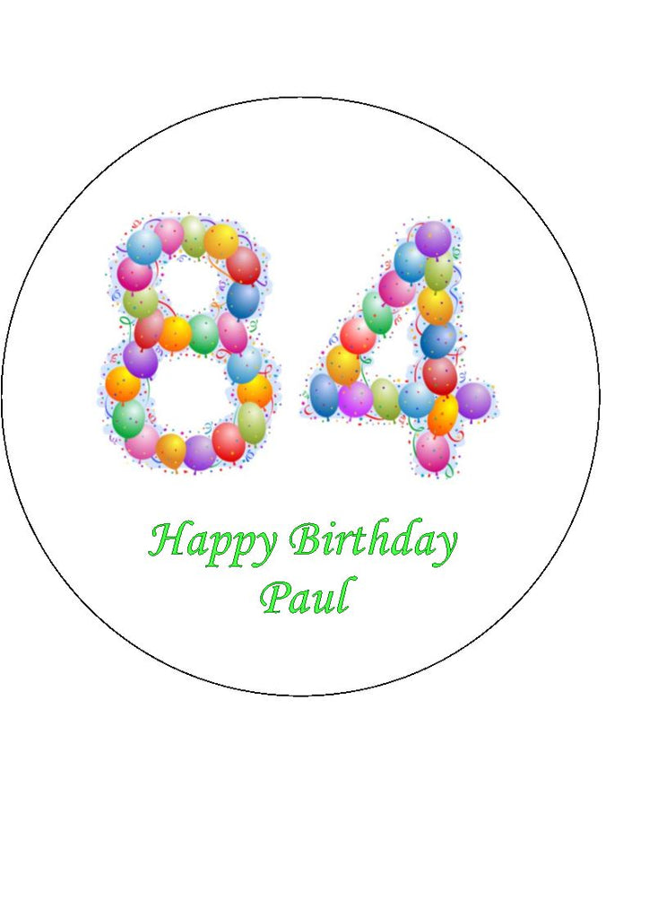 84th Birthday Balloons Edible Icing Cake Topper or Ribbon – the caker ...