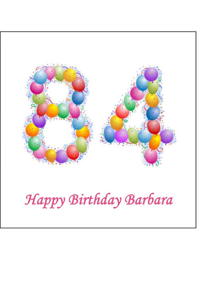 84th Birthday Balloons Edible Icing Cake Topper or Ribbon – the caker ...