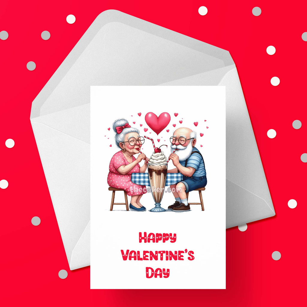 Valentine's Day Card 25 - Cartoon OAP Old Couple – the caker online