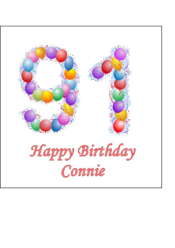 91st Birthday Balloons Edible Icing Cake Topper – the caker online