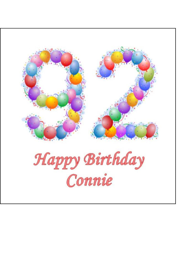 92nd Birthday Balloons Edible Icing Cake Topper or Ribbon – the caker ...