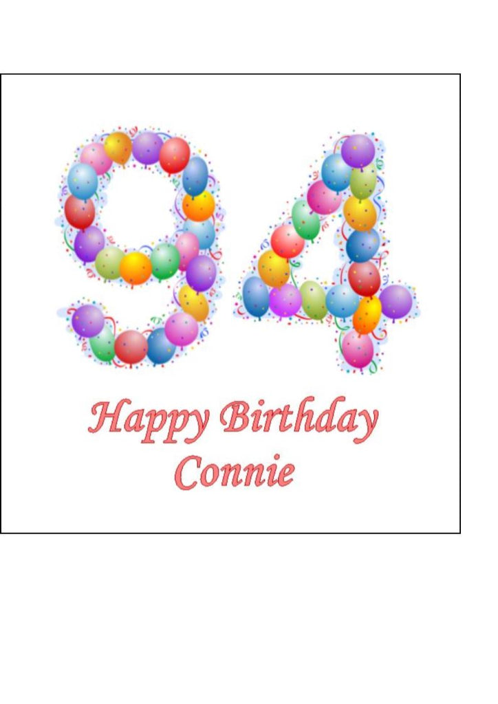 94th Birthday Balloons Edible Icing Cake Topper or Ribbon – the caker ...