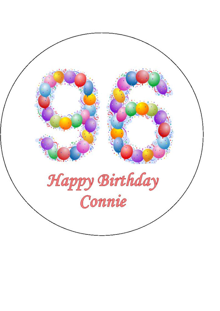 96th Birthday Balloons Edible Icing Cake Topper or Ribbon – the caker ...