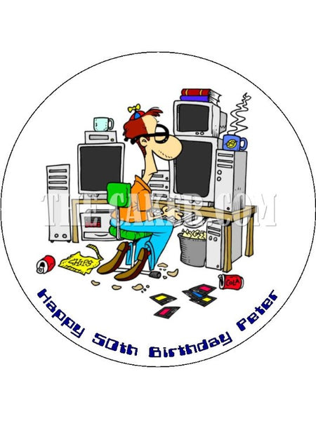 IT Computer Theme Edible Icing Cake Topper 04 – the caker online