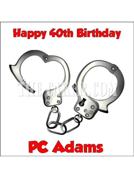 Police Handcuffs Edible Icing Cake Topper – the caker online
