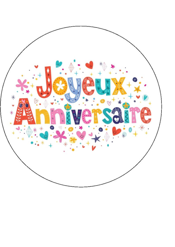 French Happy Birthday Edible Icing Cake Topper – the caker online