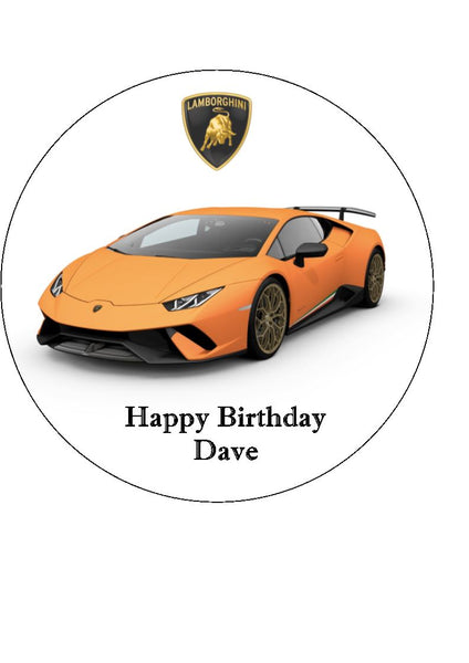Lamborghini Racing Car 04 (Orange) Edible Icing Cake Topper – the caker ...