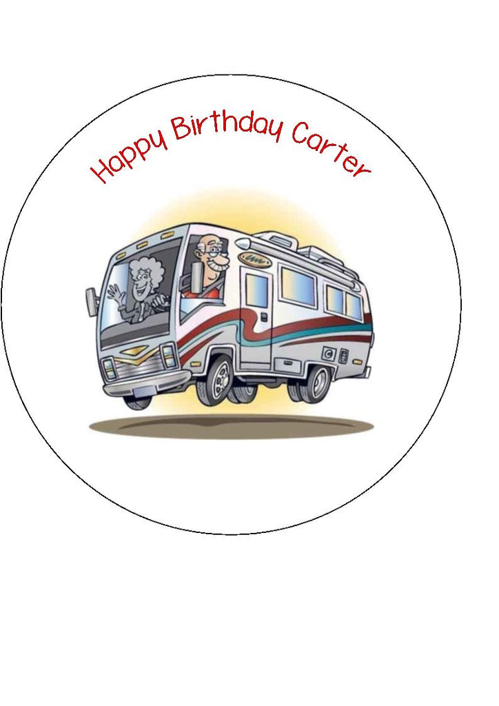 Retirement Edible Icing Cake Topper 08 - Funny Caravan – the caker online