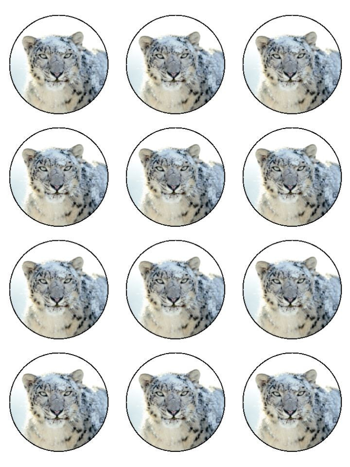 Snow Leopard Edible Icing Cake Topper 01 – the caker online