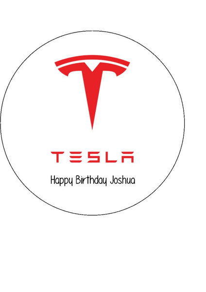 Tesla Logo Edible Icing Cake Topper – the caker online